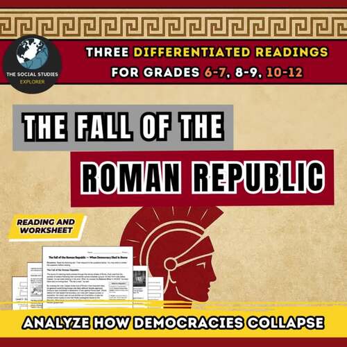 Fall of the Roman Republic Reading, Worksheet Bundle with Lyric Analysis
