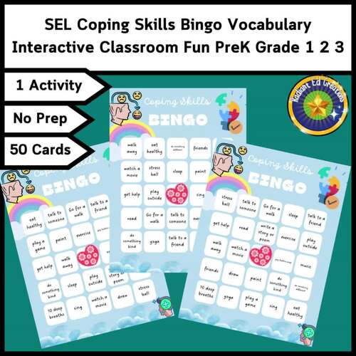 SEL Coping Skills Bingo Vocabulary ELA ESL Mental Behavior Life Social ...