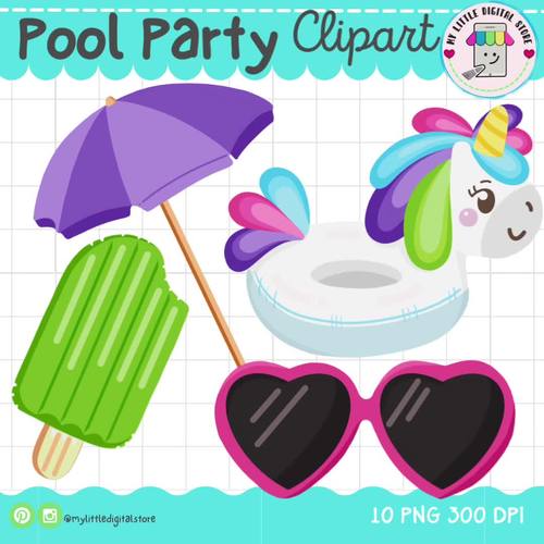 Summer Pool Party Clipart by MyLittleDigitalStore | TPT
