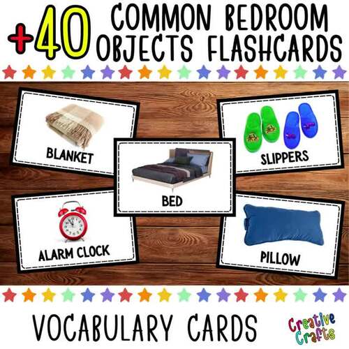 +40 Common BEDROOM Objects Flashcards with Real Photos | Basic ...