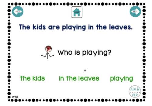 Sentence Comprehension WH Question Key Word BOOM Cards™ | Speech Therapy