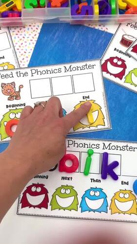 Feed the Phonics Monster Sound Segmenting Phonemic Awareness Activity