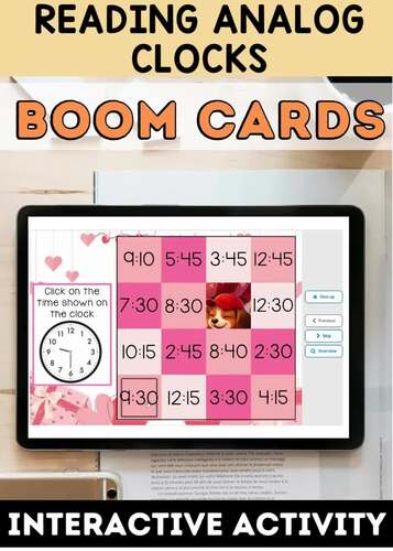 Read Analog Clocks Boom Cards™ | Valentine Math Mystery Digital Activity