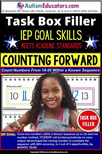 Counting Forward Up From 10 to 20 Task Box Filler for Special Education