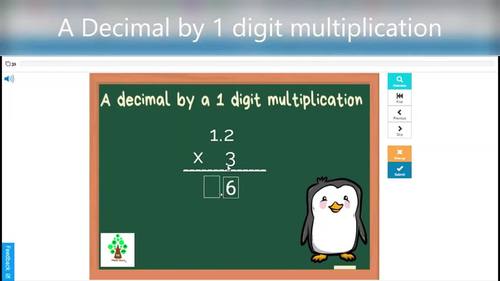 Step by step a decimal multiplication by 1 digit boom card by SG Math Guru