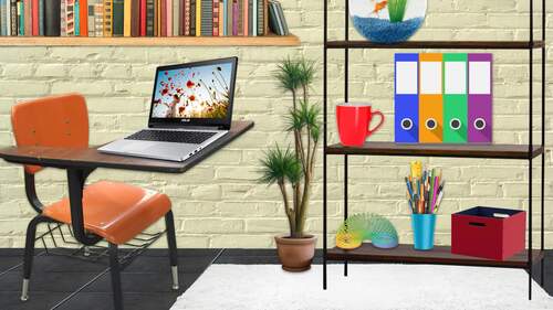 Virtual Bitmoji Computer Lab Classroom PPT Template Teacher Presentation