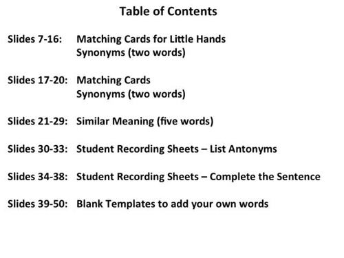 Synonyms- Activity Pack - Matching Activities, Student Response Sheets ...