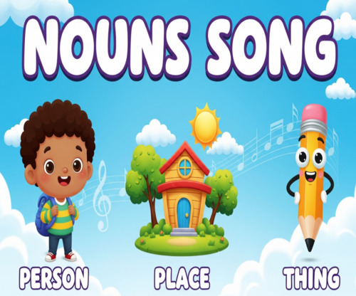Nouns Song and Lyrics Video for Elementary ELA and Language Arts Grammar