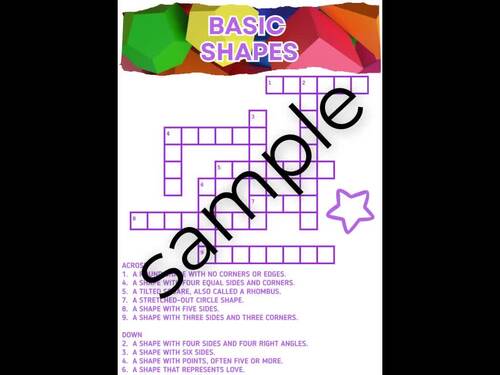 Shapes Crosswords Puzzles Basic 3D Nature Properties 2nd-5th Grade ...