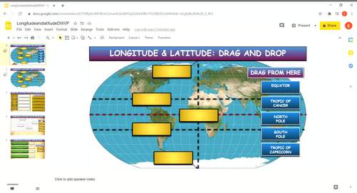 Latitude and Longitude: Drag & Drop Worksheet: Powerpoint Slides.Google ...