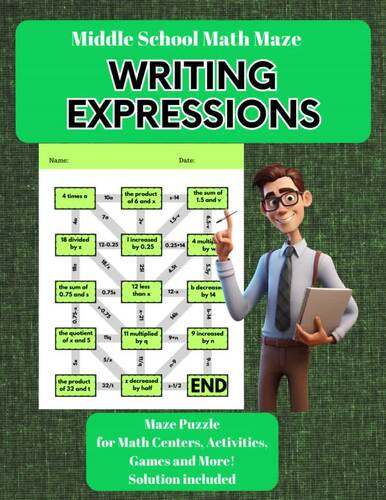 WRITING EXPRESSIONS* Maze Puzzle * Middle School Math by Scholastic ...