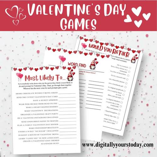Printable Valentine's Day Game Bundle for kids of all ages | TPT