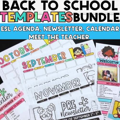 ESL Teacher Back to School Bundle-Daily Agenda, Newsletter, Meet the ...