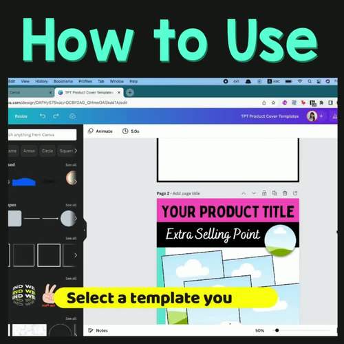 Editable TPT Product Cover Thumbnail Templates - Canva Designs | TPT