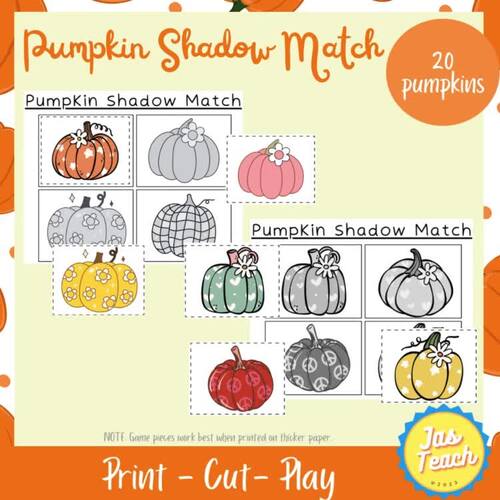 Fall Pumpkin Shadow Match | Fall Activity for Kids by Jas Teach | TPT