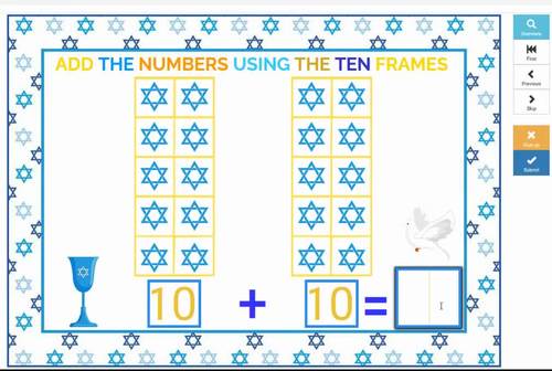 Addition to 20 With Ten Frames Hanukkah Math Activity Boom Cards Math Games