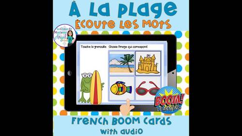 La plage: French Summer Beach Themed Digital Cards for Listening BOOM CARDS