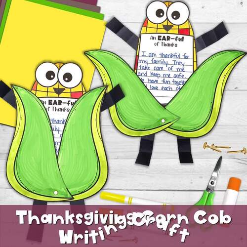 Thanksgiving Corn Cob Craft and Writing Activity -Bulletin Board