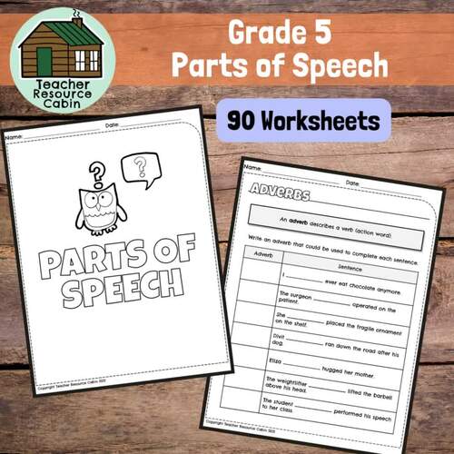 Parts of Speech Worksheets (Grade 5) by Teacher Resource Cabin | TPT