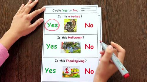 Fall Yes No Questions Speech Therapy Worksheets with Visuals | Autism
