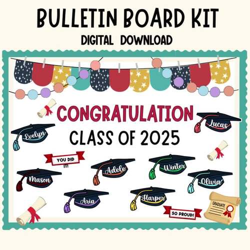 Graduation Bulletin Board Kit | End of Year Classroom Decor | Class of 2025