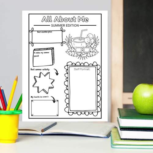 All About Me Summer Edition - Back to School or First Day of School ...