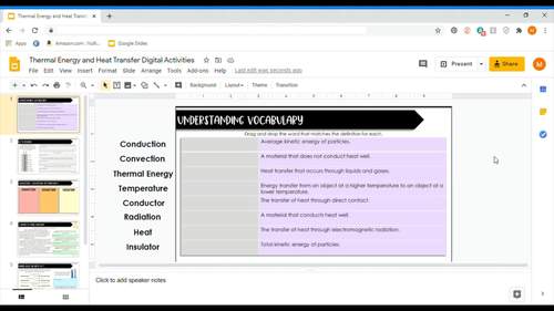 Thermal Energy and Heat Transfer Activities - Digital Google Slides ...