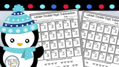 Winter Subtraction Riddles - Double-Digit Subtraction with Regrouping ...