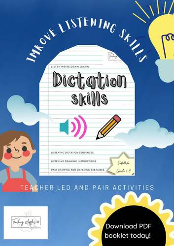 Dictation and Listening Activity Booklet by TeachingApples101 | TPT