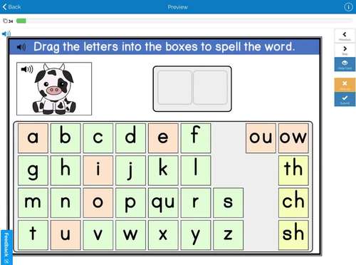 OU OW Spelling Rule BOOM CARDS | Orton Gillingham Drag and Spell Tiles
