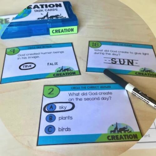Creation Story Task Cards: Bible Lesson and Activities for Kids-Print ...