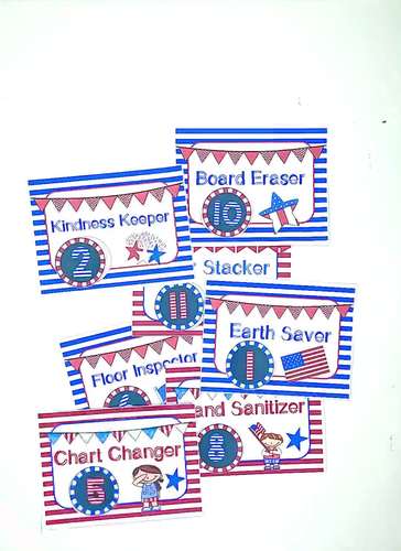 Editable Classroom Jobs Chart - Patriotic Themed Classroom Decor ...
