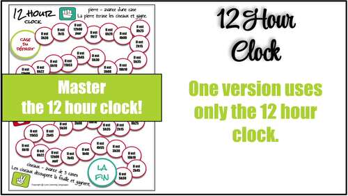 French Telling Time Games - 12 & 24 Hour Clock - Rock, Paper, Scissors