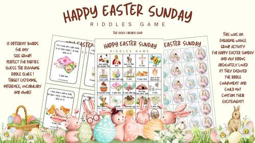 Happy Easter Sunday Bingo Riddles Game Speech & Language Therapy ...
