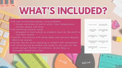 Measurement Conversion Match-Up | Word Problems & Real-World Math Practice