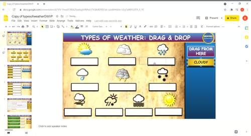 Types Of Weather: Drag & Drop Worksheet: Google Slides. Interactive ...