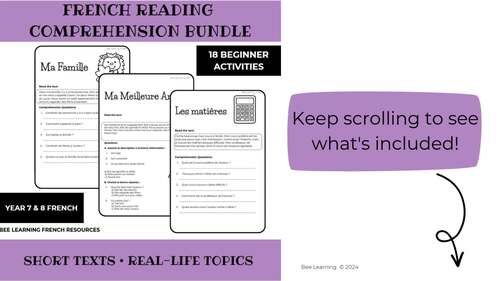 French Reading Comprehension Bundle for Beginners | Year 7–8 | TPT
