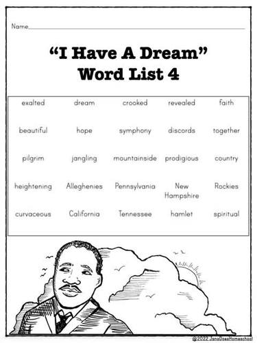 Martin Luther King Jr. - 'I Have A Dream' - Spelling Words Practice 4