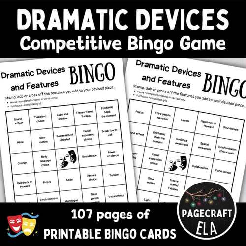 Dramatic Devices Bingo | 107 Printable Bingo Cards with Drama Techniques
