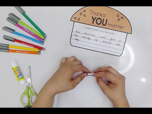 Thank You Card Cafeteria Worker Staff Appreciation Craft by The KNA Shop