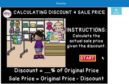 Calculate Discount and Sales Price Working With Percentages Boom Cards™ 5th