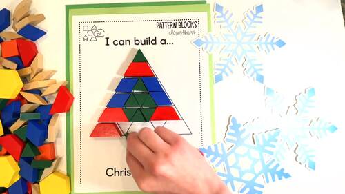 Christmas Pattern Blocks Fine Motor Mats, STEM Math Puzzle Mats for ...
