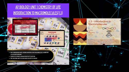 AP Biology UNIT 1 Chemistry of Life 1.3 Biological Macromolecule Lesson ...