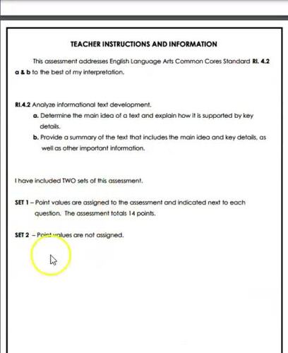Main Idea, Details, and Summarizing Assessment RI. 4.2 by Summer Sweetness