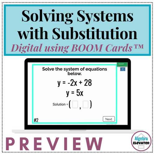 Solving Systems of Equations Boom Cards™ (Digital) by Algebra Elevated