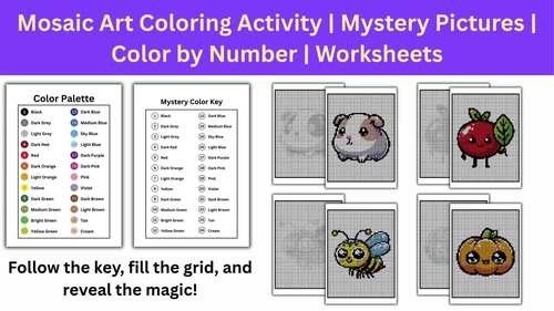 Mosaic Art Coloring Activity | Mystery Pictures | Color by Number ...