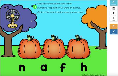 Fall CVC Words BOOM Cards by La Petite Kindergarten | TPT