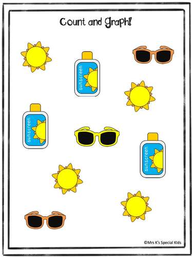 Count and Graph: Bar graphs with summer visuals by Mrs K's Special Kids