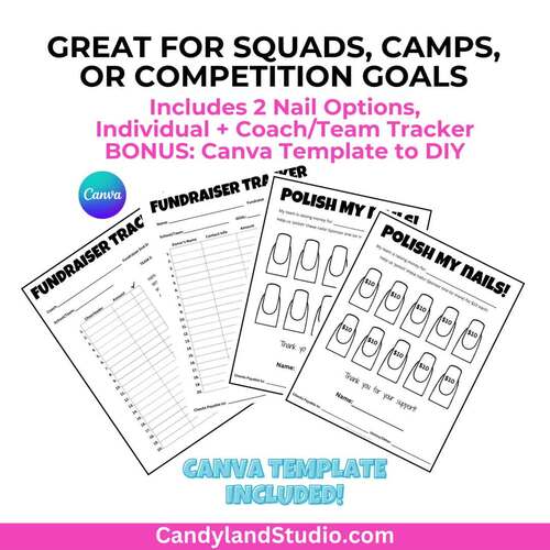 Cheer Fundraiser + Canva Template "Polish My Nails" Quick Easy Team ...