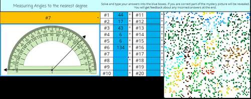 Measuring Angles Using a Protractor Math Pixel Art | 4MD6 | TPT